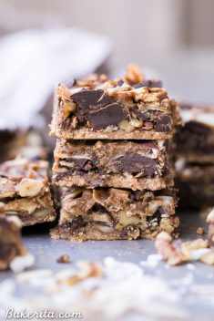 Paleo Magic Cookie Bars (Gluten Free + Vegan) • Bakerita