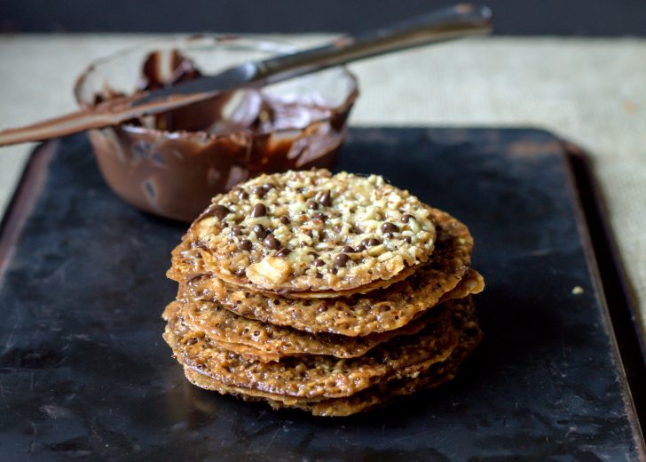 Dark Chocolate Almond Lacey Cookies • Bakerita