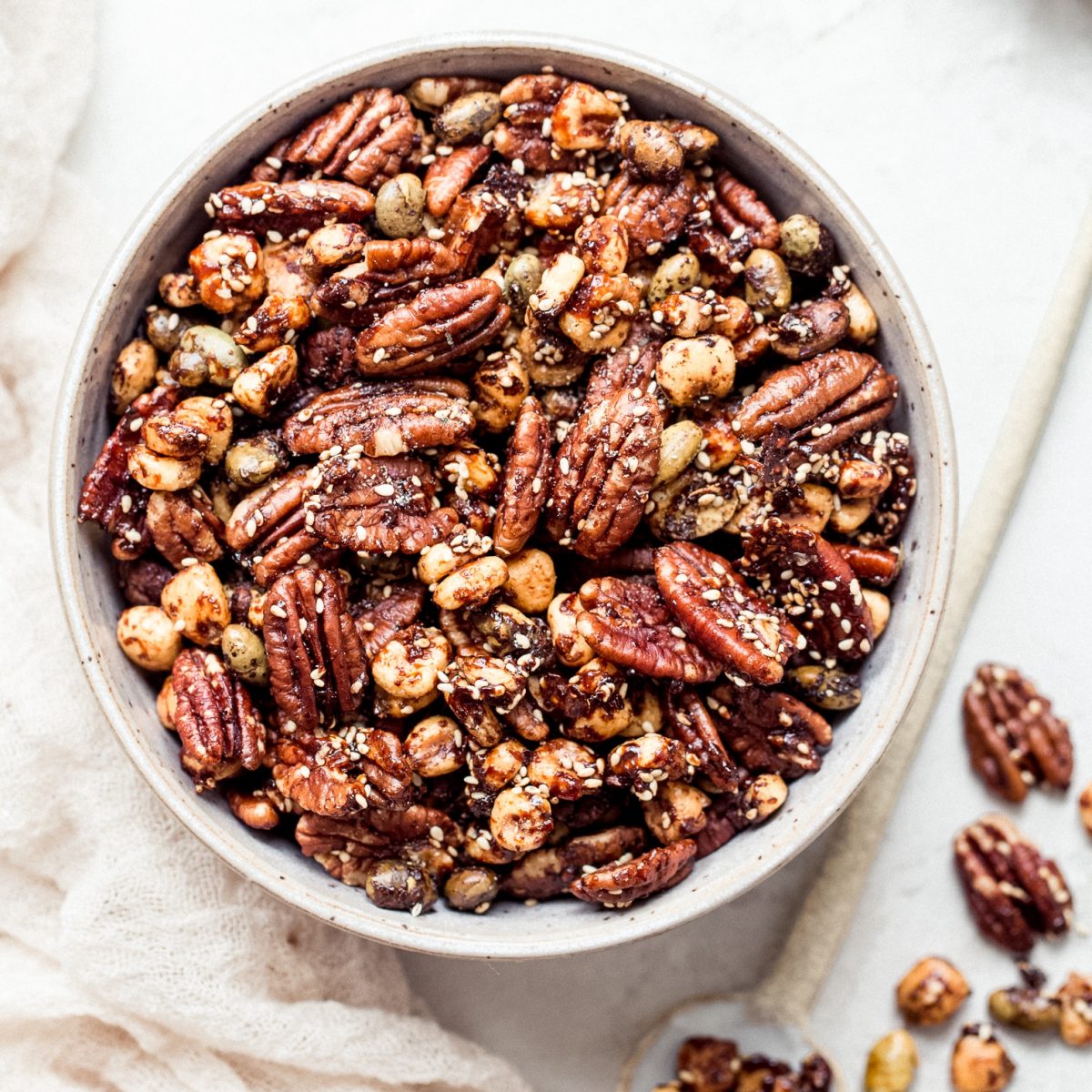 Sesame Tamari Pecan Snack Mix • Bakerita