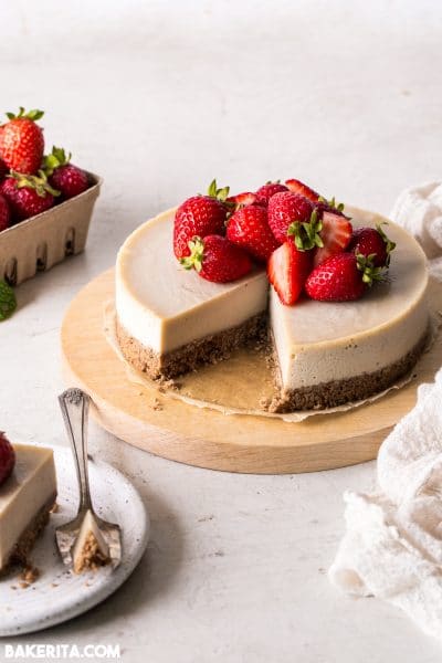 Vegan Creamy Cheesecake (NO Soaked Cashews) • Bakerita