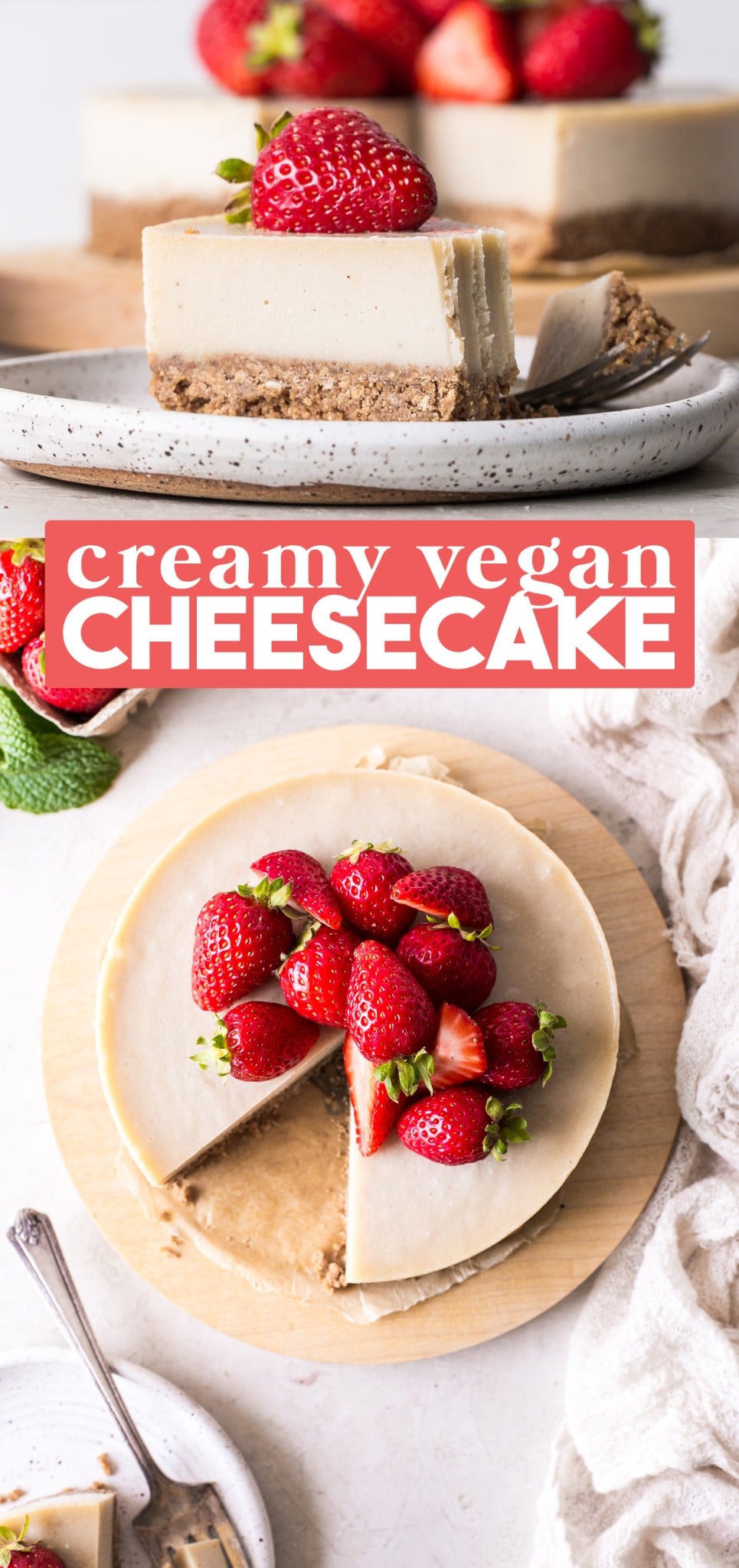 Vegan Creamy Cheesecake (NO Soaked Cashews) • Bakerita