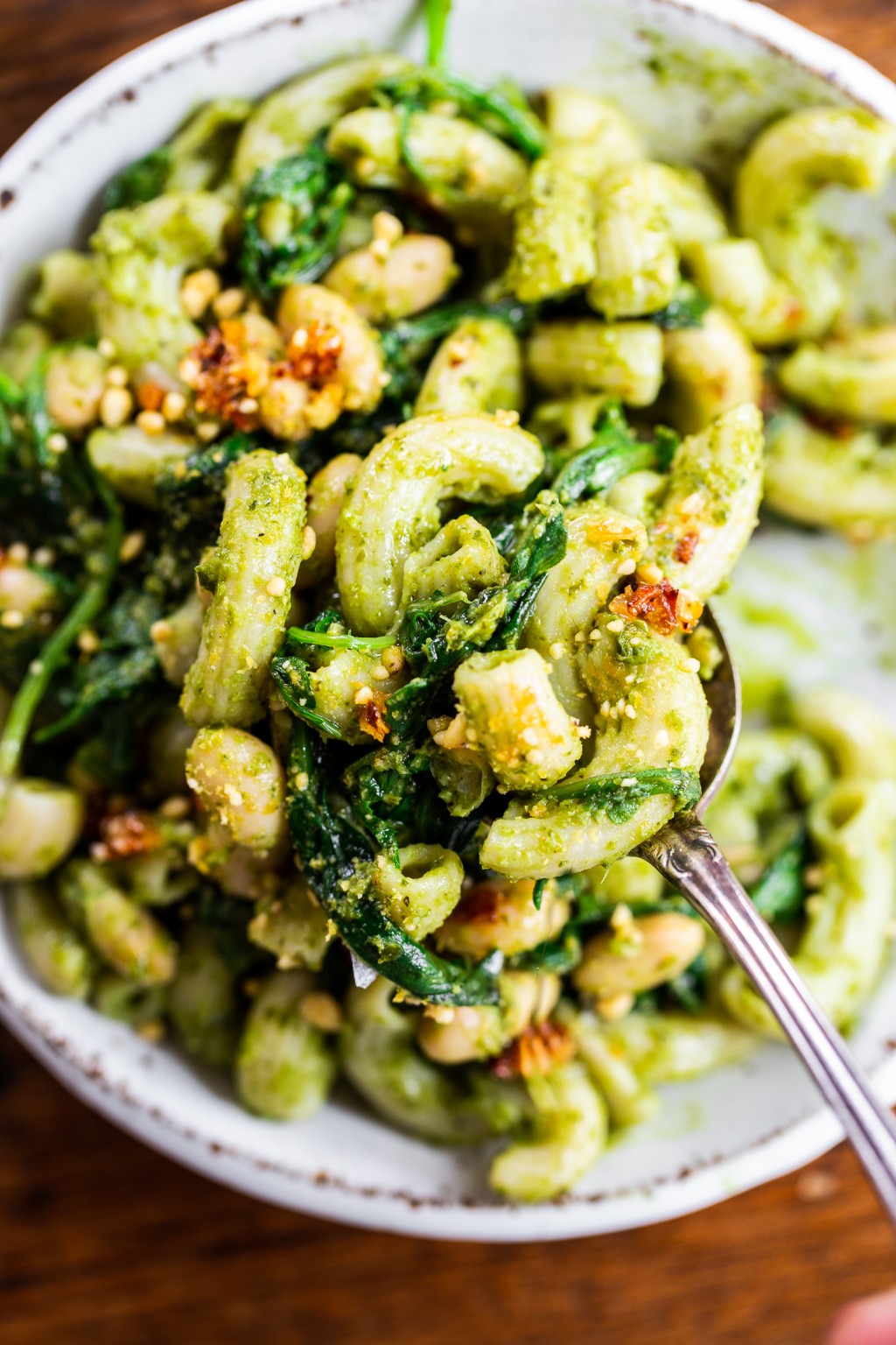 Easy Pesto White Bean Pasta (4 Ingredients!) • Bakerita